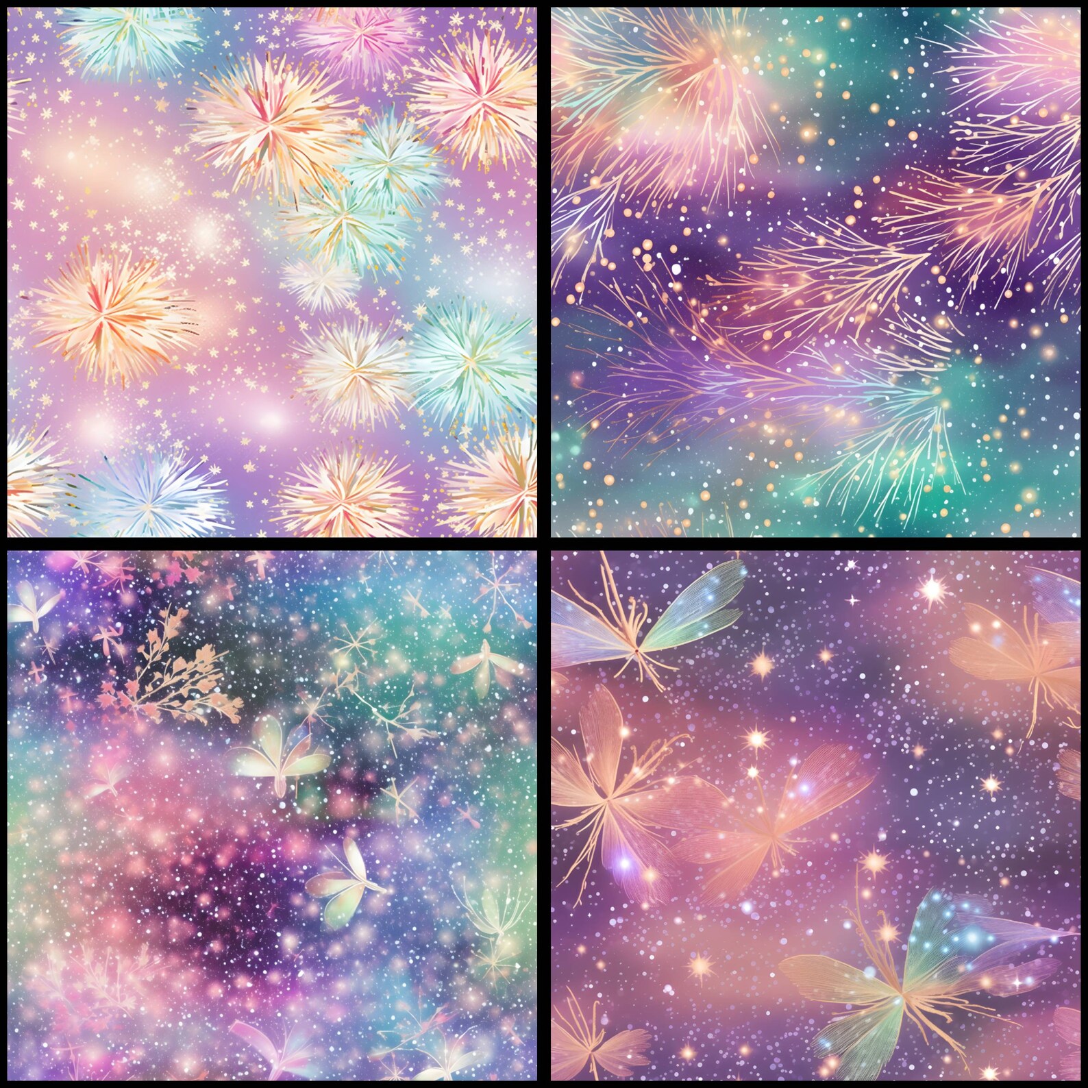 Digital Paper Pixie Dust Pattern Instant Download Seamless Digital Enchanting Pixie Design ...