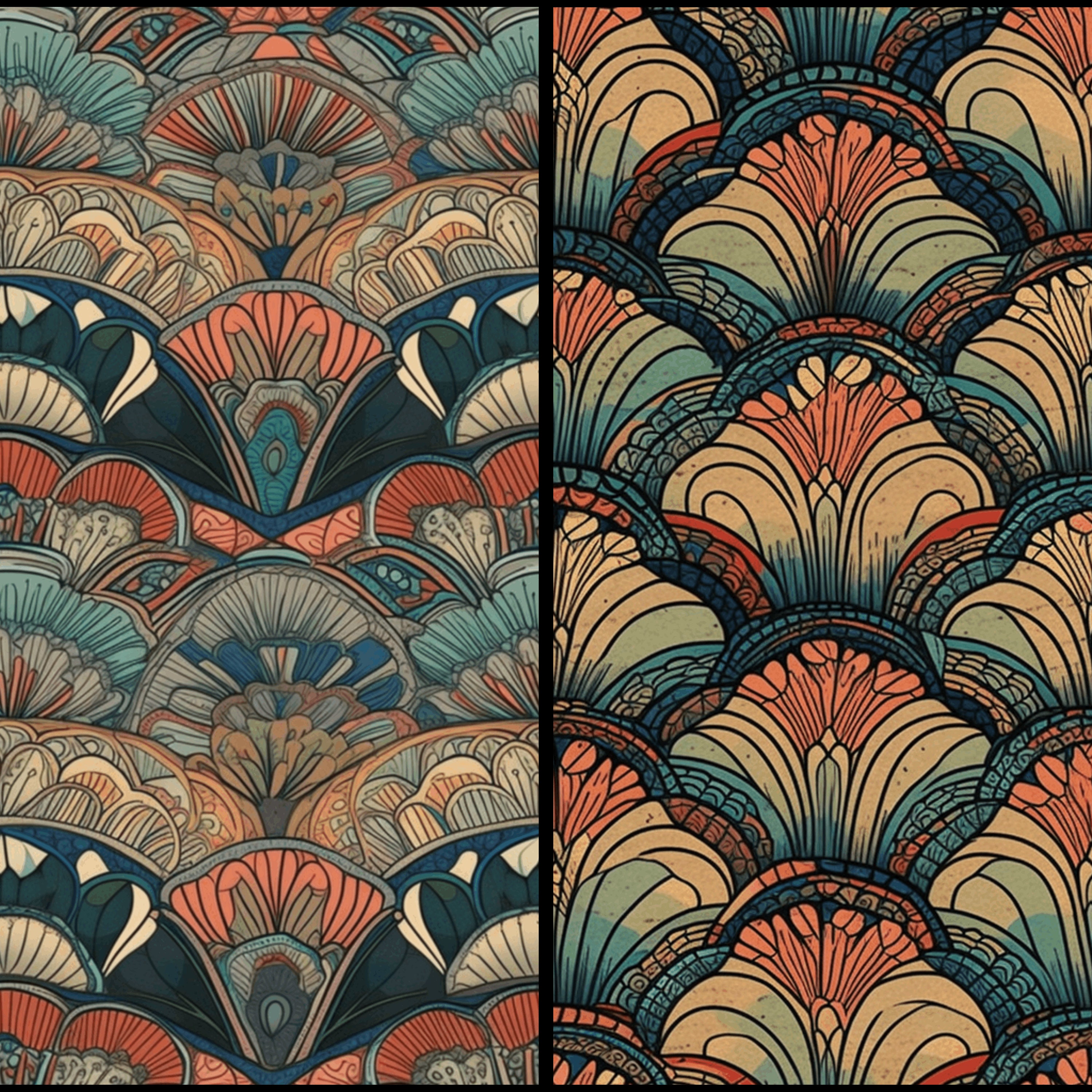 Digital Paper Scallop Pattern Instant Download Seamless Digital Scallop ...