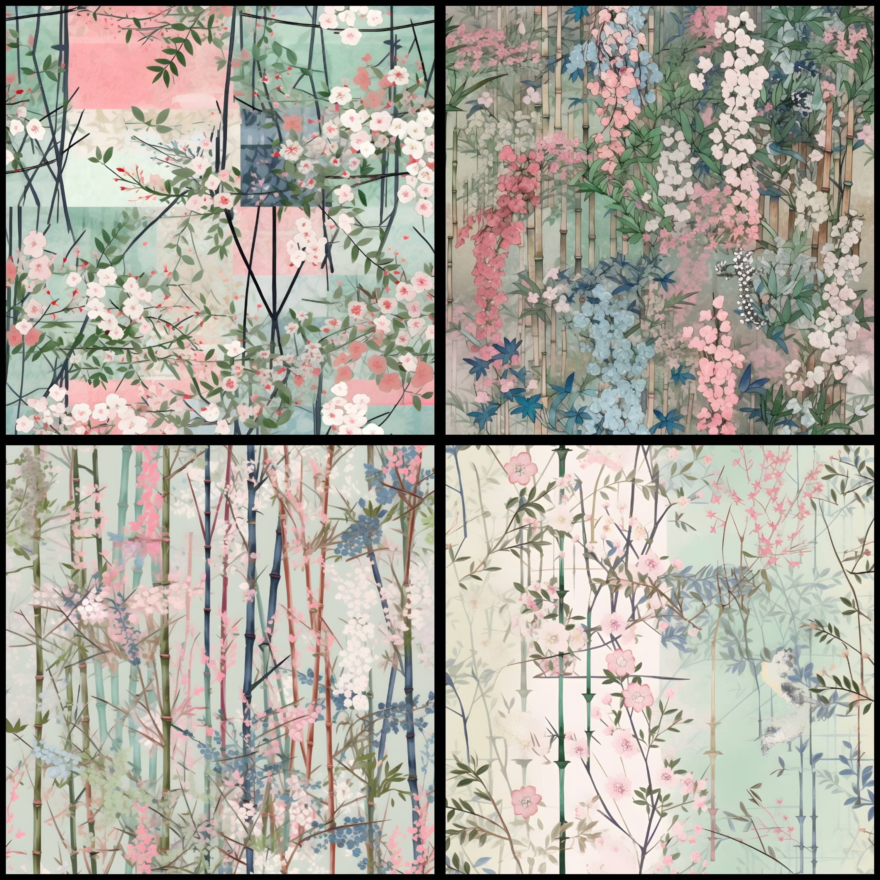 Digital Paper Japanese Garden Pattern Instant Download Seamless Digital ...