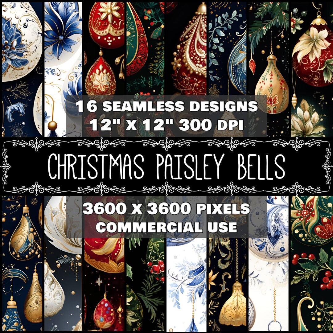 Christmas Digital Paper Paisley Pattern Instant Download Seamless ...