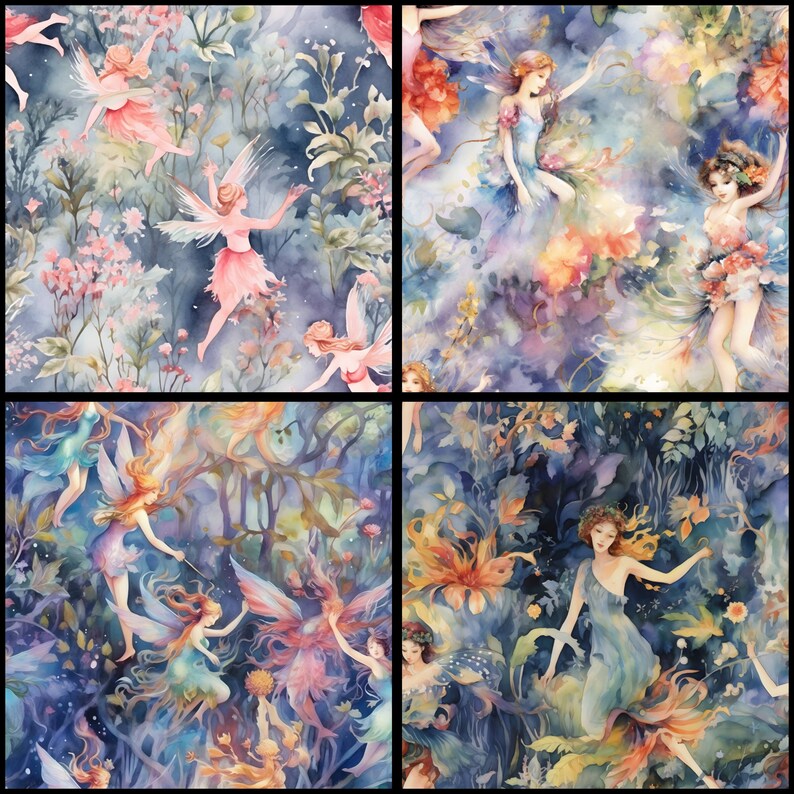 Digital Paper Fairy Pattern Instant Download Seamless Digital Garden ...