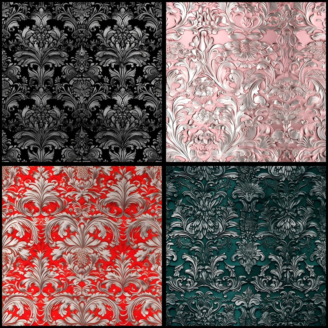 Digital Paper Gold Damask Pattern Instant Download Seamless Digital ...