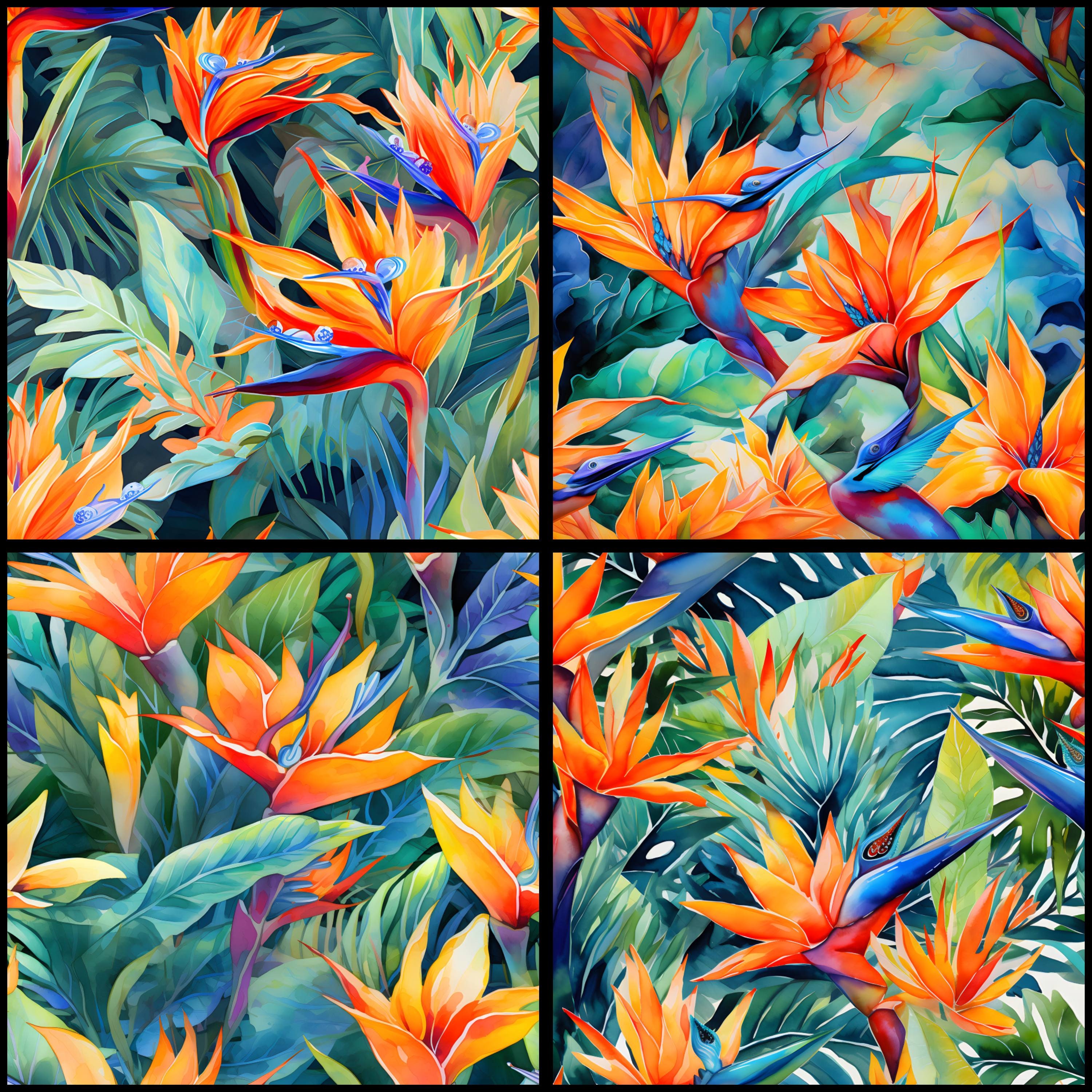 Digital Paper Bird of Paradise Pattern Instant Download Seamless ...