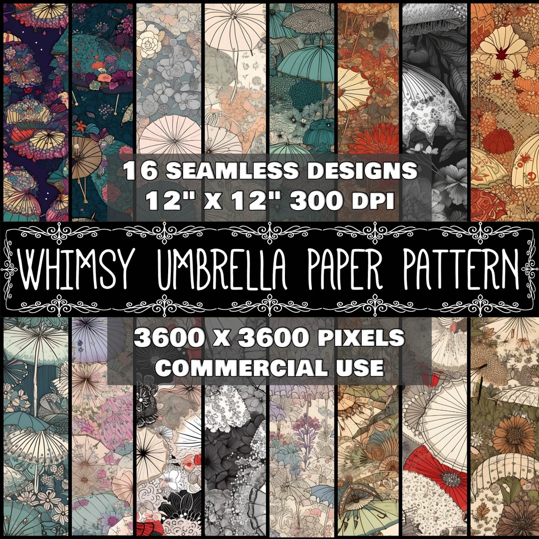 Digital Paper Umbrella Pattern Instant Download Seamless Digital Floral ...
