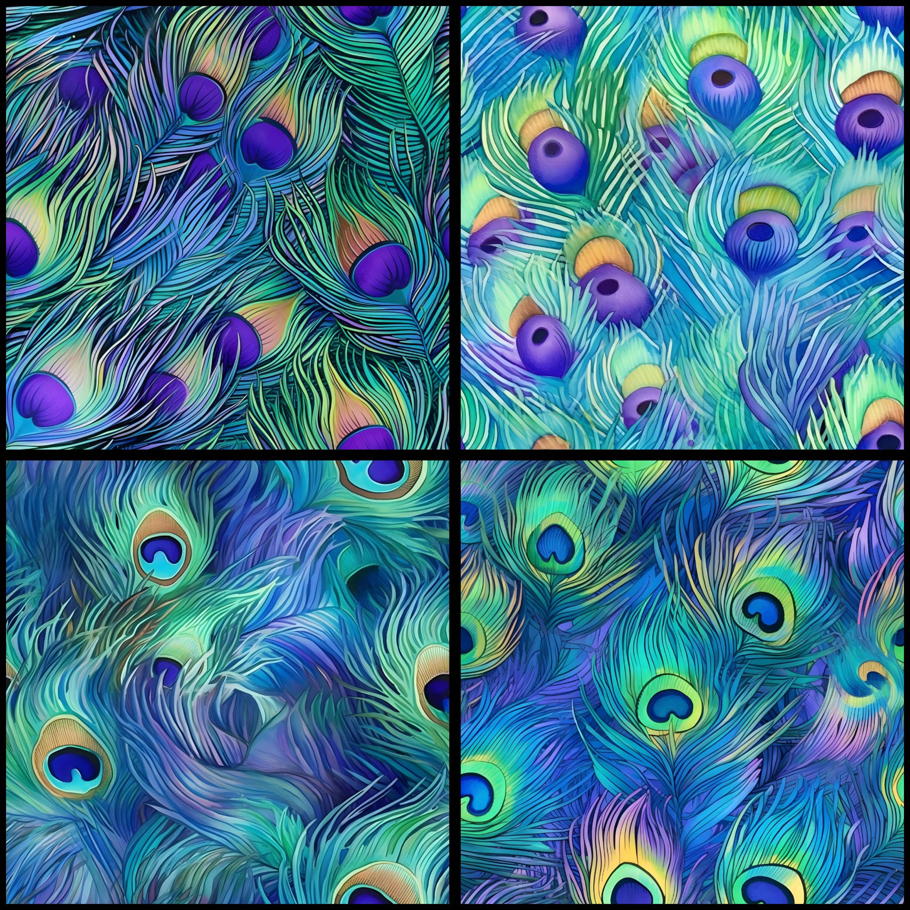 Digital Paper Peacock Feather Pattern Instant Download Seamless Digital ...