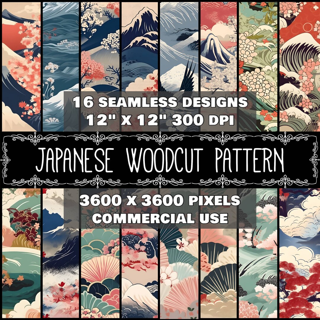 Digital Paper Woodcut Pattern Instant Download Seamless Digital ...
