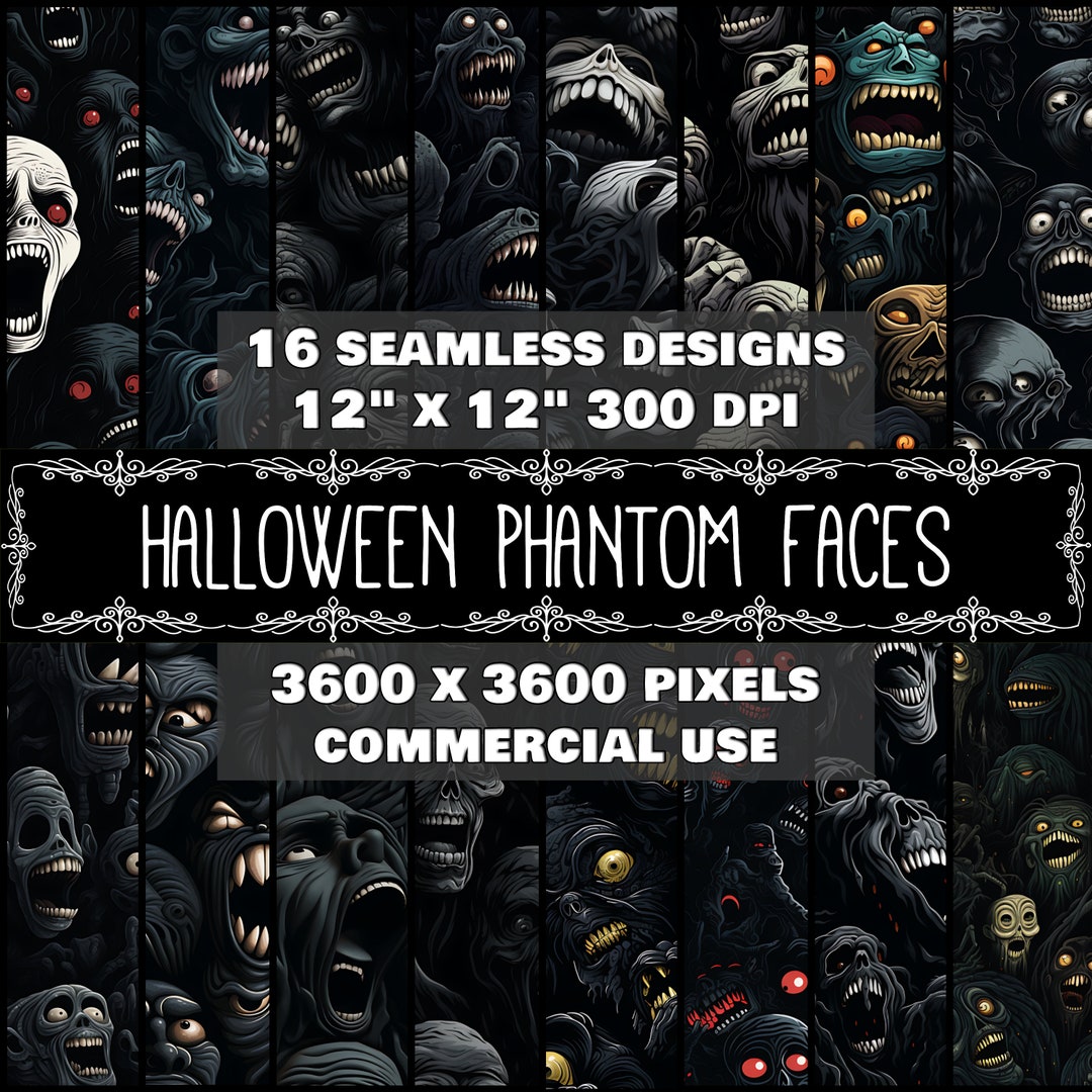 Halloween Digital Paper Phantom Pattern Instant Download Seamless ...