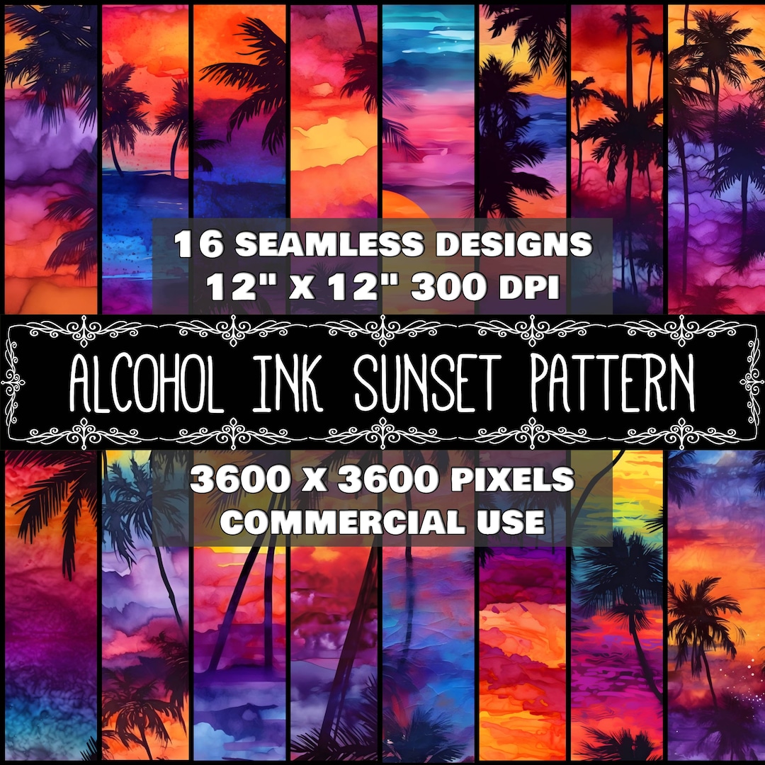 Digital Paper Sunset Pattern Instant Download Seamless Digital Sunset ...
