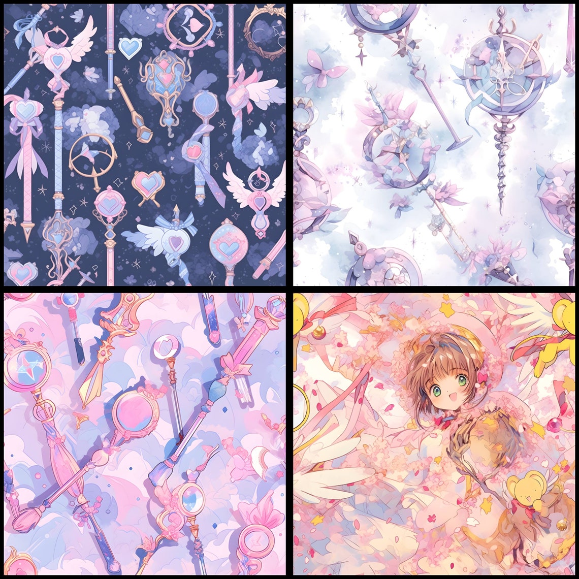 Digital Paper Anime Sakura Pattern Instant Download Seamless Digital ...