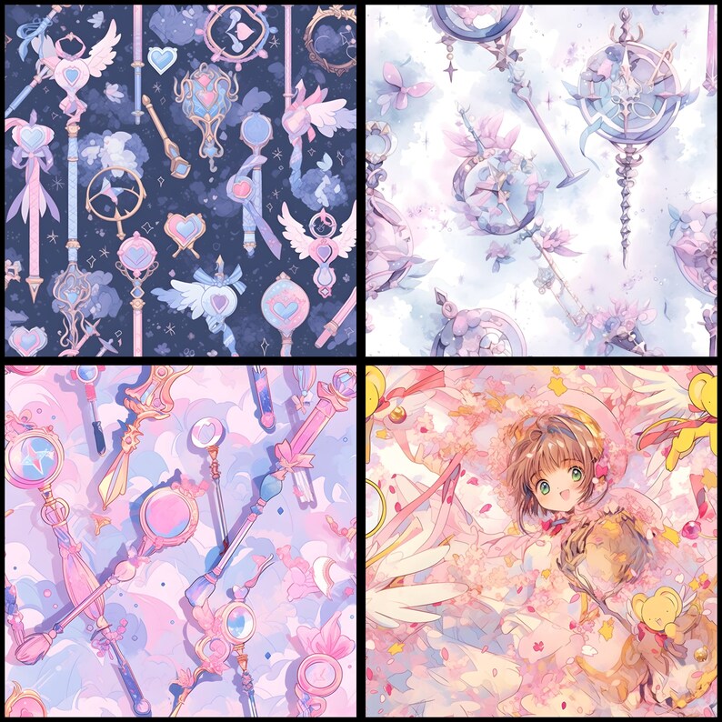 Digital Paper Anime Sakura Pattern Instant Download Seamless Digital ...