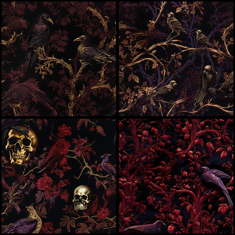 Halloween Digital Paper Brocade Pattern Instant Download Seamless ...