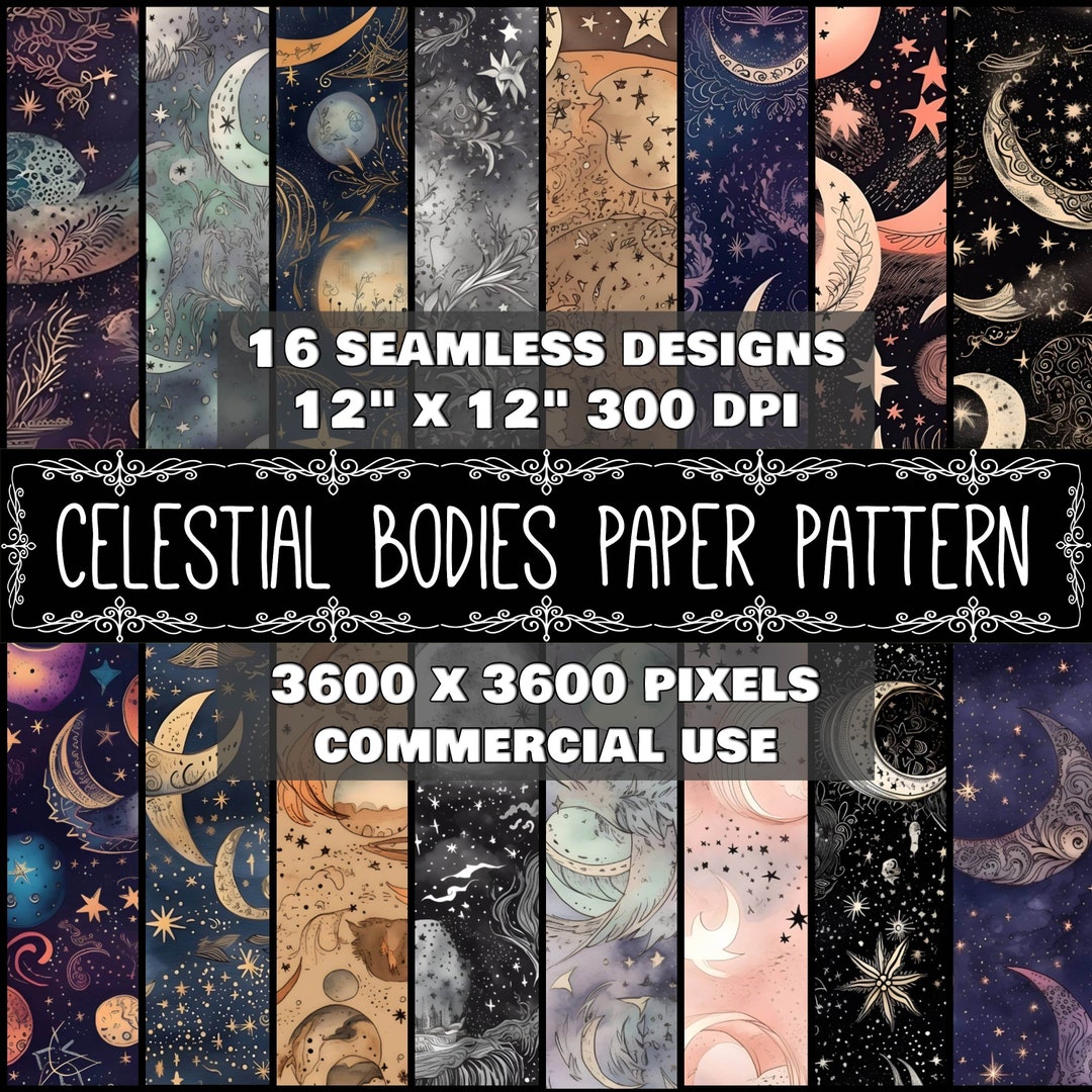 Digital Paper Night Sky Pattern Instant Download Seamless Digital ...