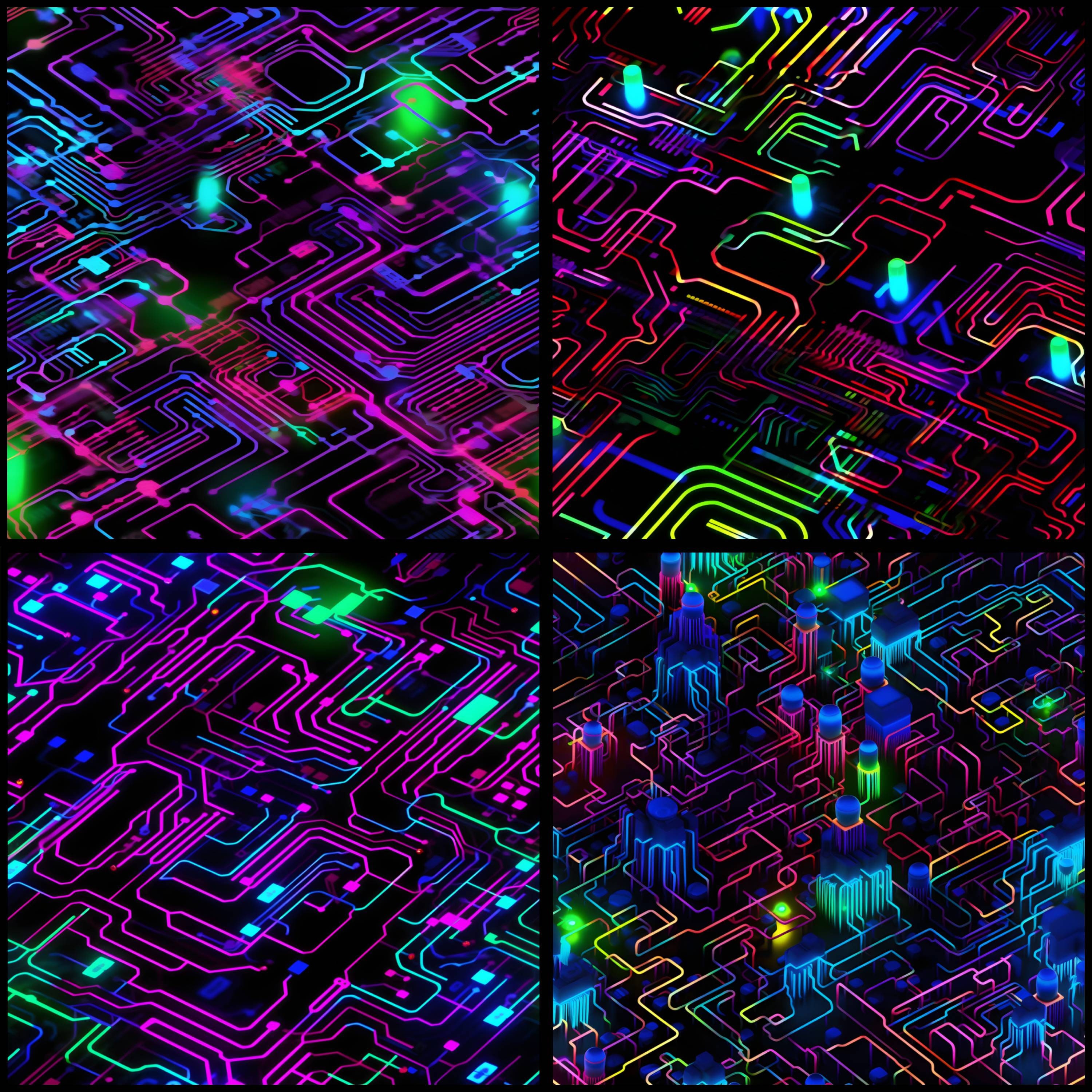 Digital Paper Neon Circuit Board Pattern Instant Download Seamless ...