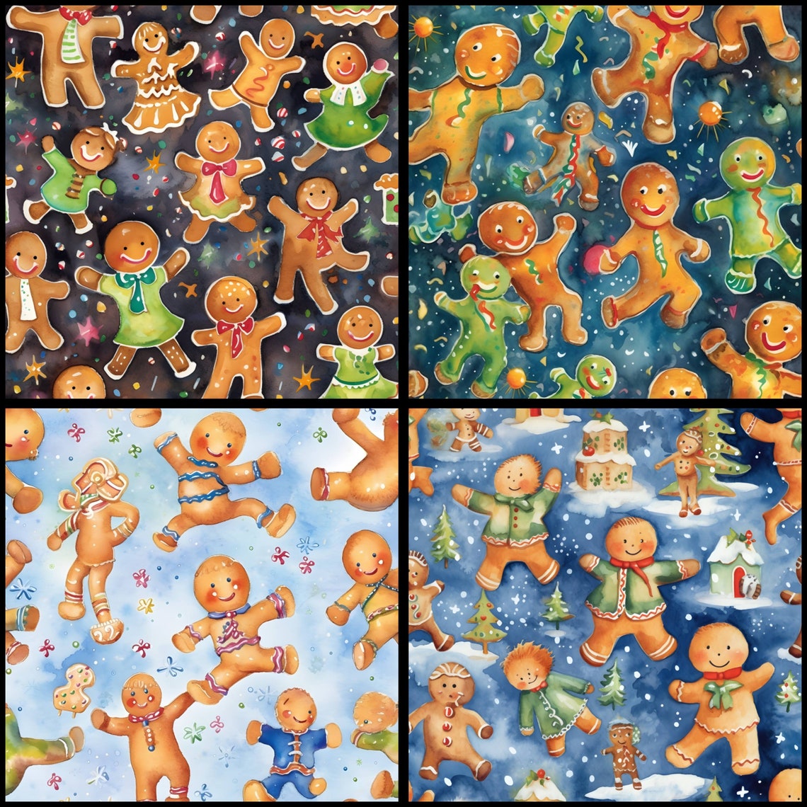 Digital Paper Gingerbread Men Pattern Instant Download Seamless Digital ...