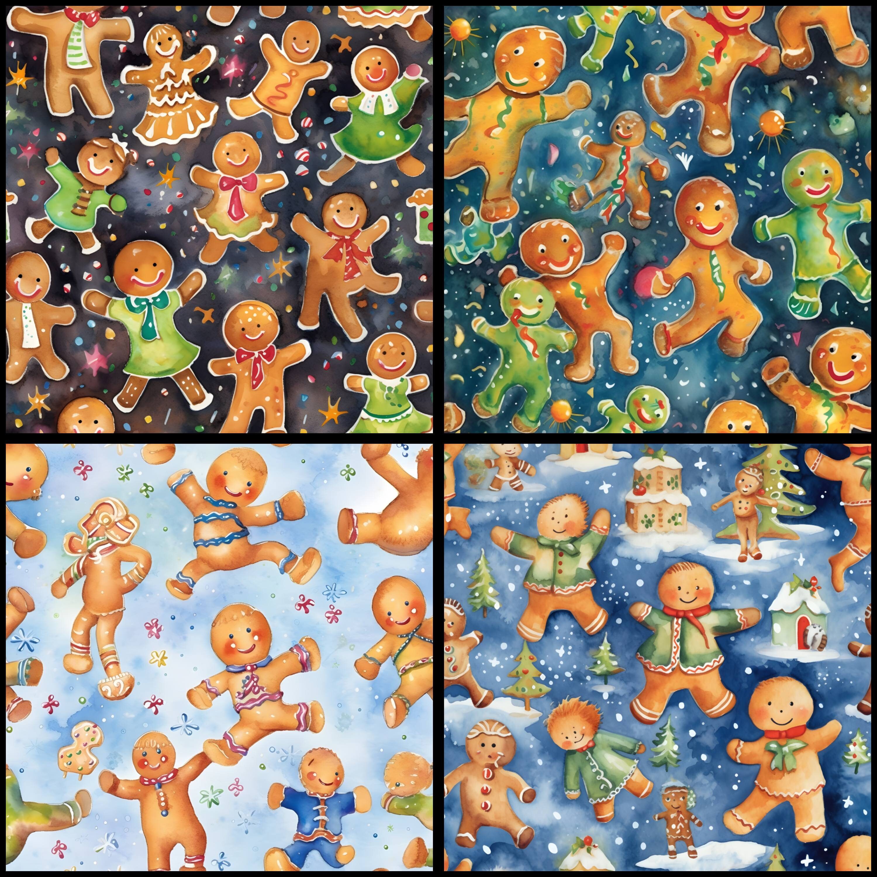 Digital Paper Gingerbread Men Pattern Instant Download Seamless Digital ...