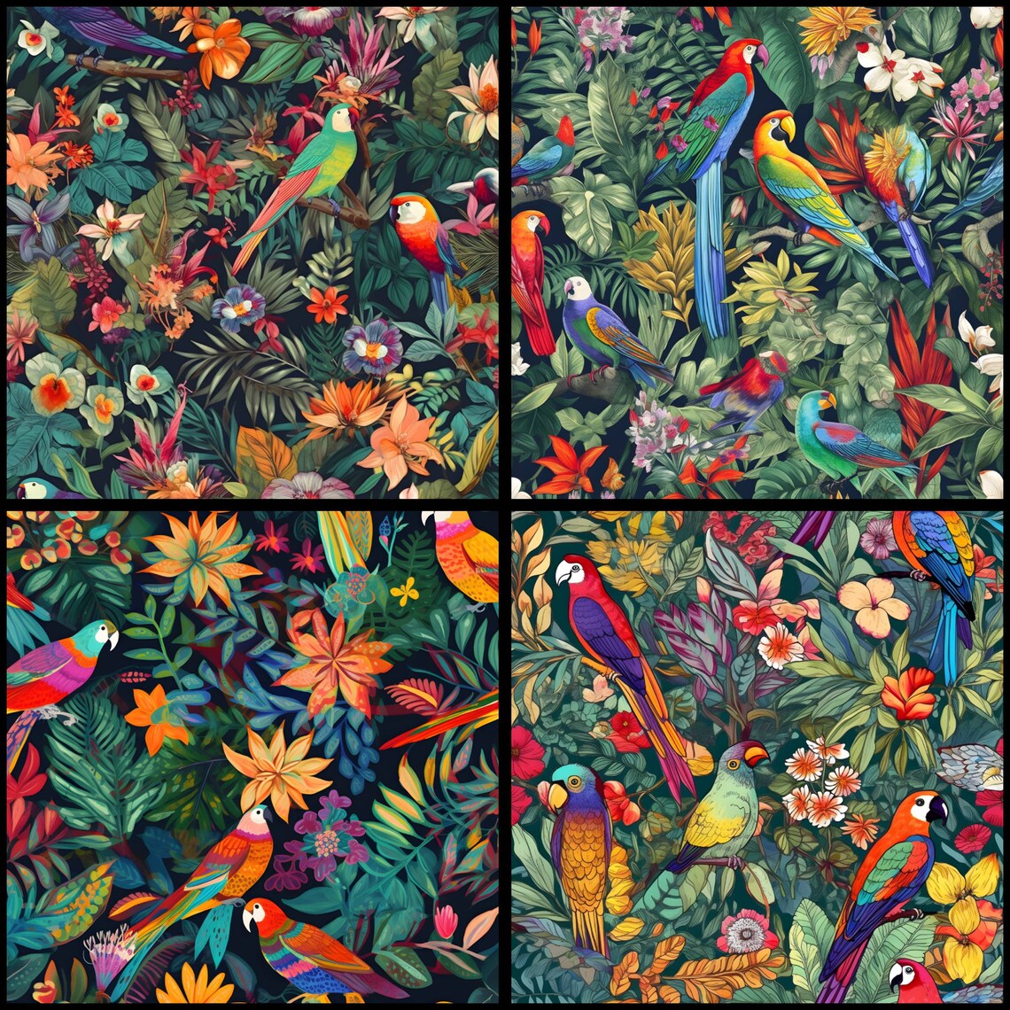 Digital Paper Tropical Bird Pattern Instant Download Seamless Digital ...