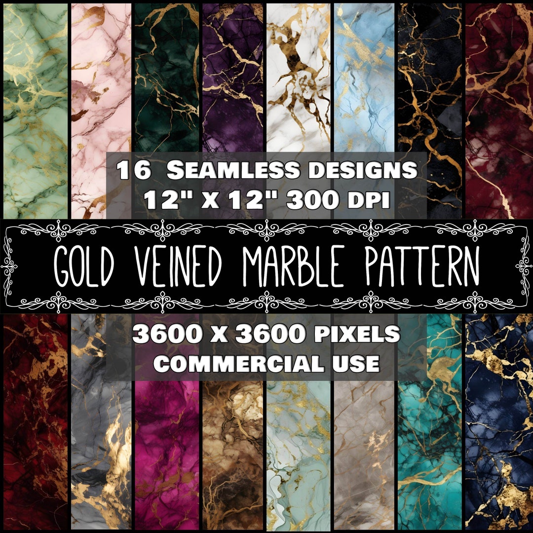 Digital Paper Gold-veined Marble Pattern Digital Gold Veined Marble ...