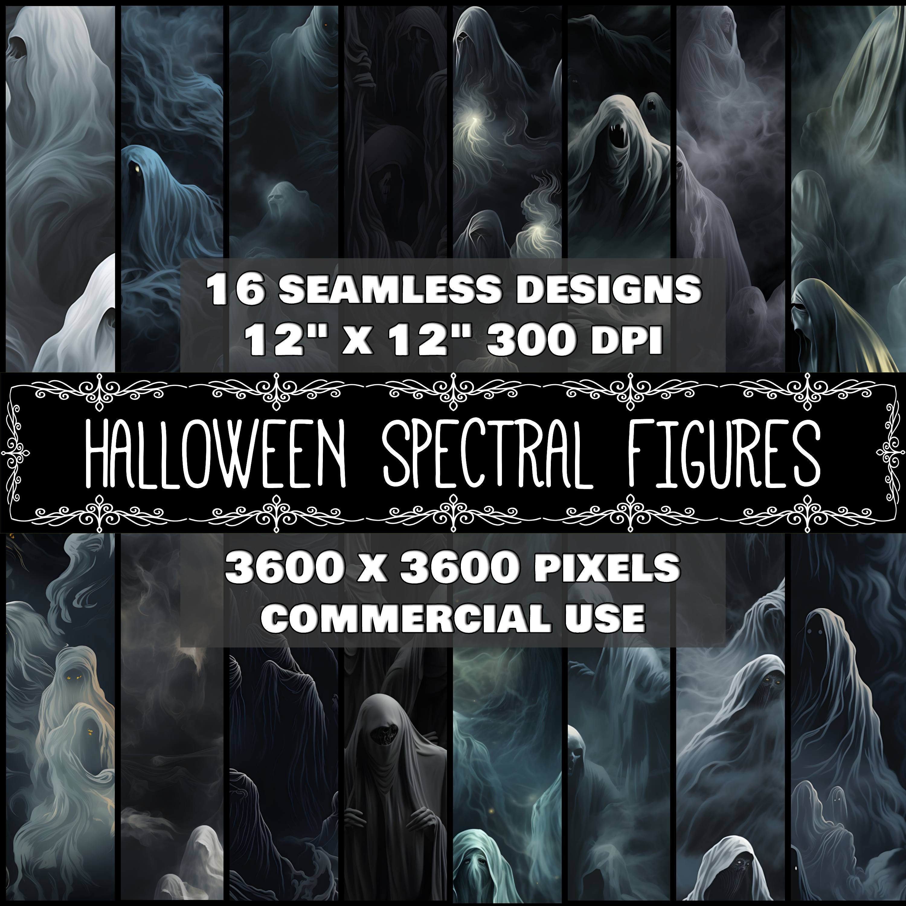 Halloween Digital Paper Spectral Pattern Instant Download Seamless ...