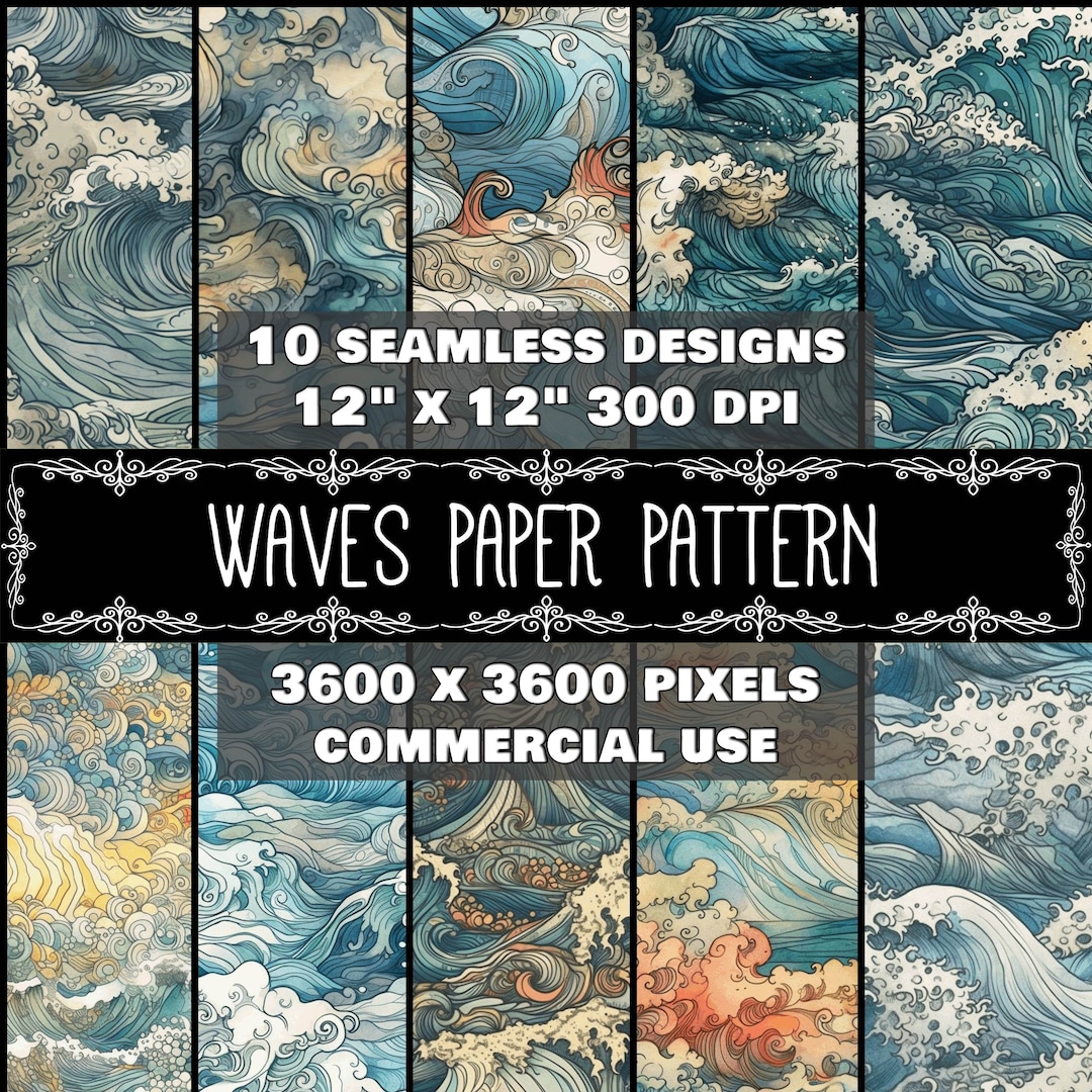 Digital Paper Wave Pattern Instant Download Seamless Digital Wave ...