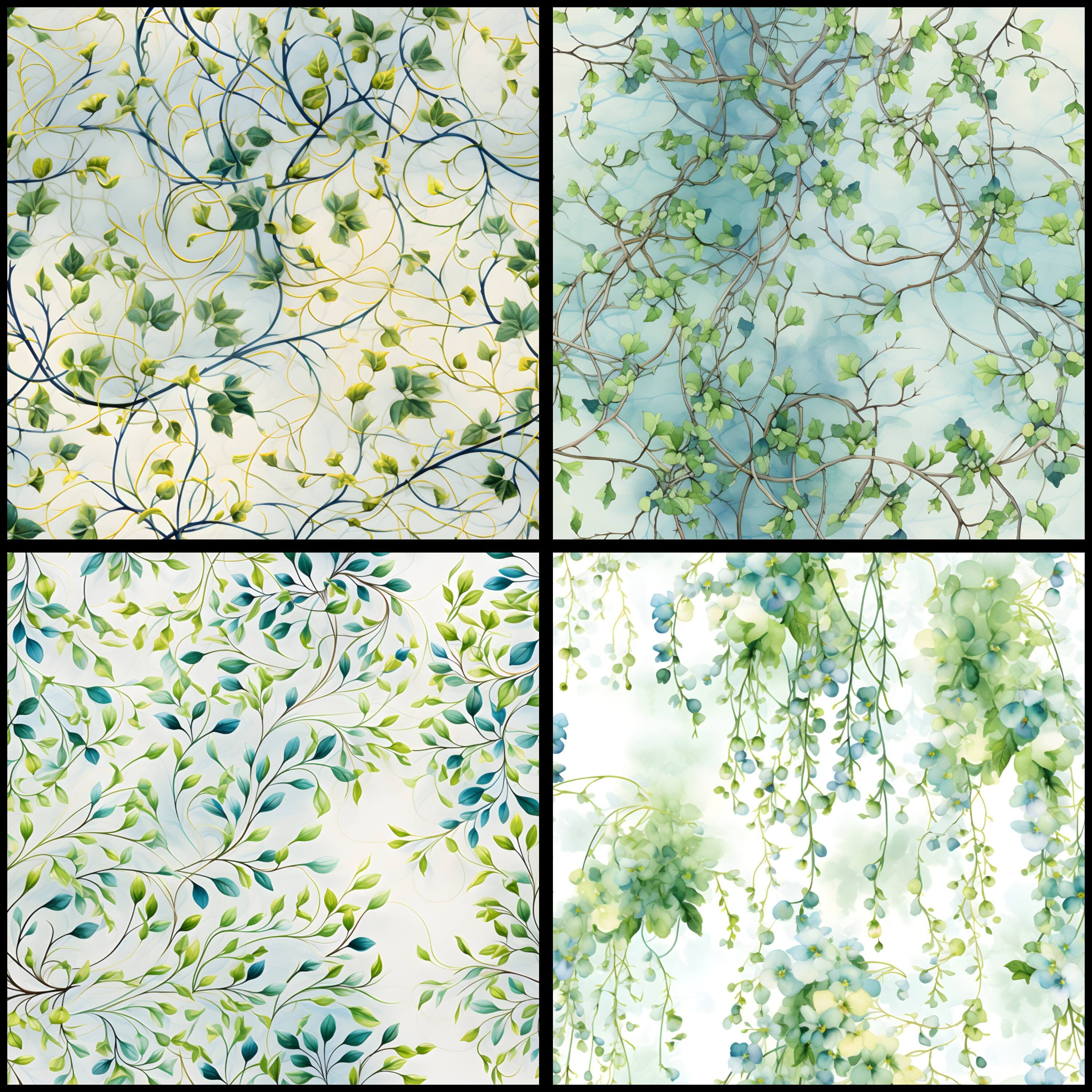 Digital Paper Vines Pattern Instant Download Seamless Digital Tendrils ...