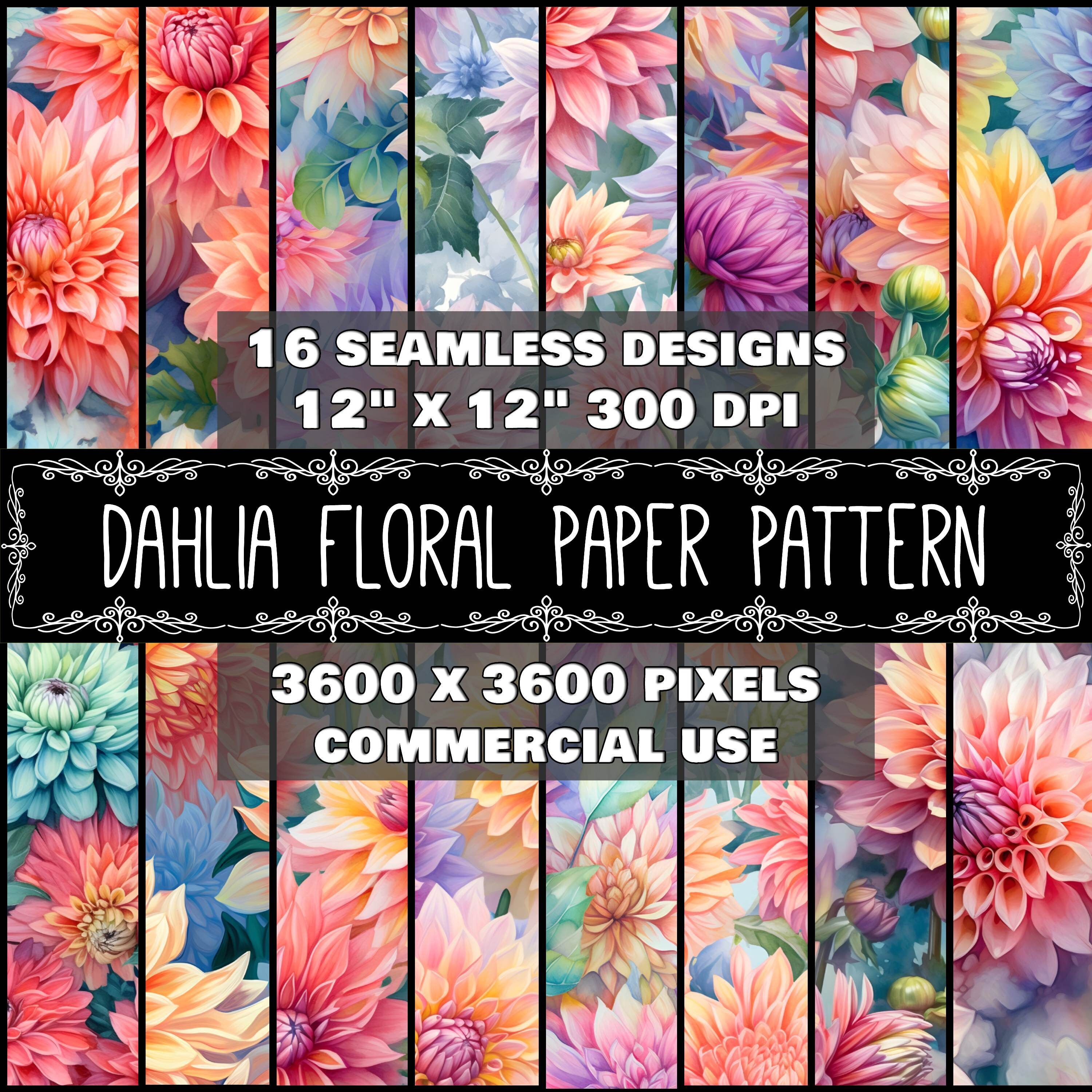 Digital Paper Dahlias Floral Pattern Instant Download Seamless Dahlia ...