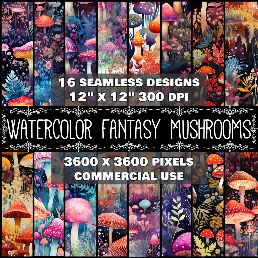 Digital Paper Mushroom Pattern Instant Download Seamless Digital ...