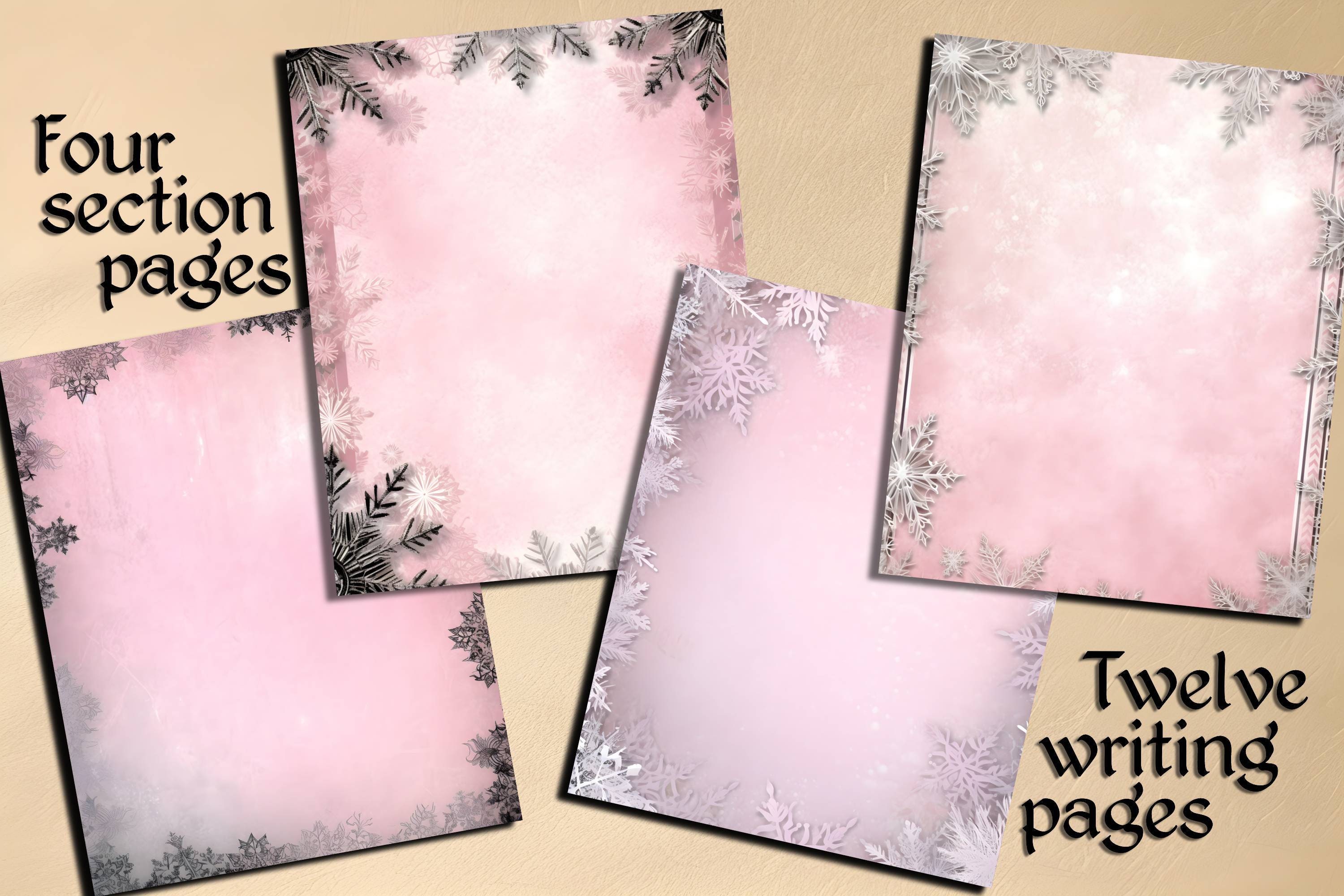 Digital Journal Snowflake Pattern Instant Download Digital Journal Pink ...