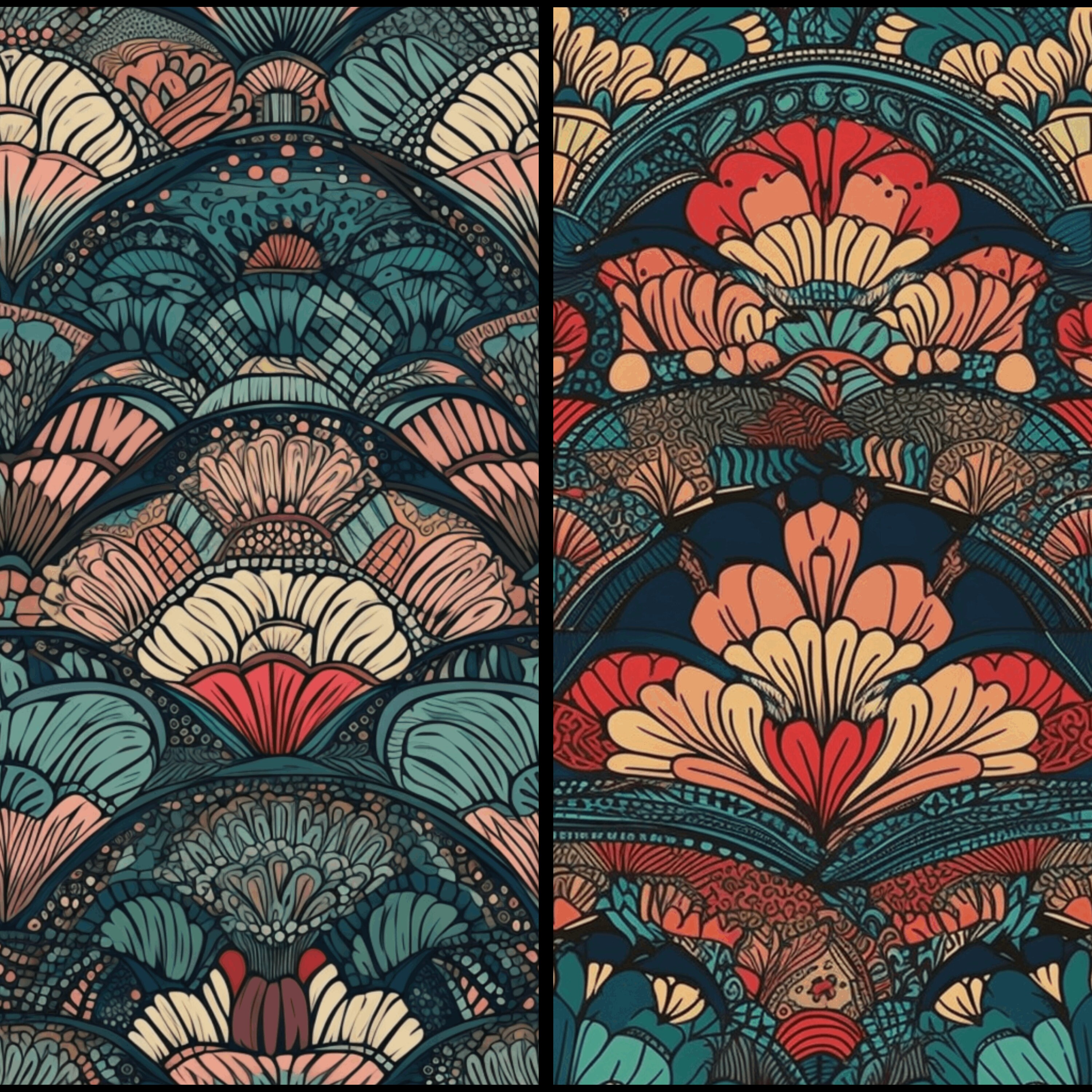 Digital Paper Scallop Pattern Instant Download Seamless Digital Scallop ...