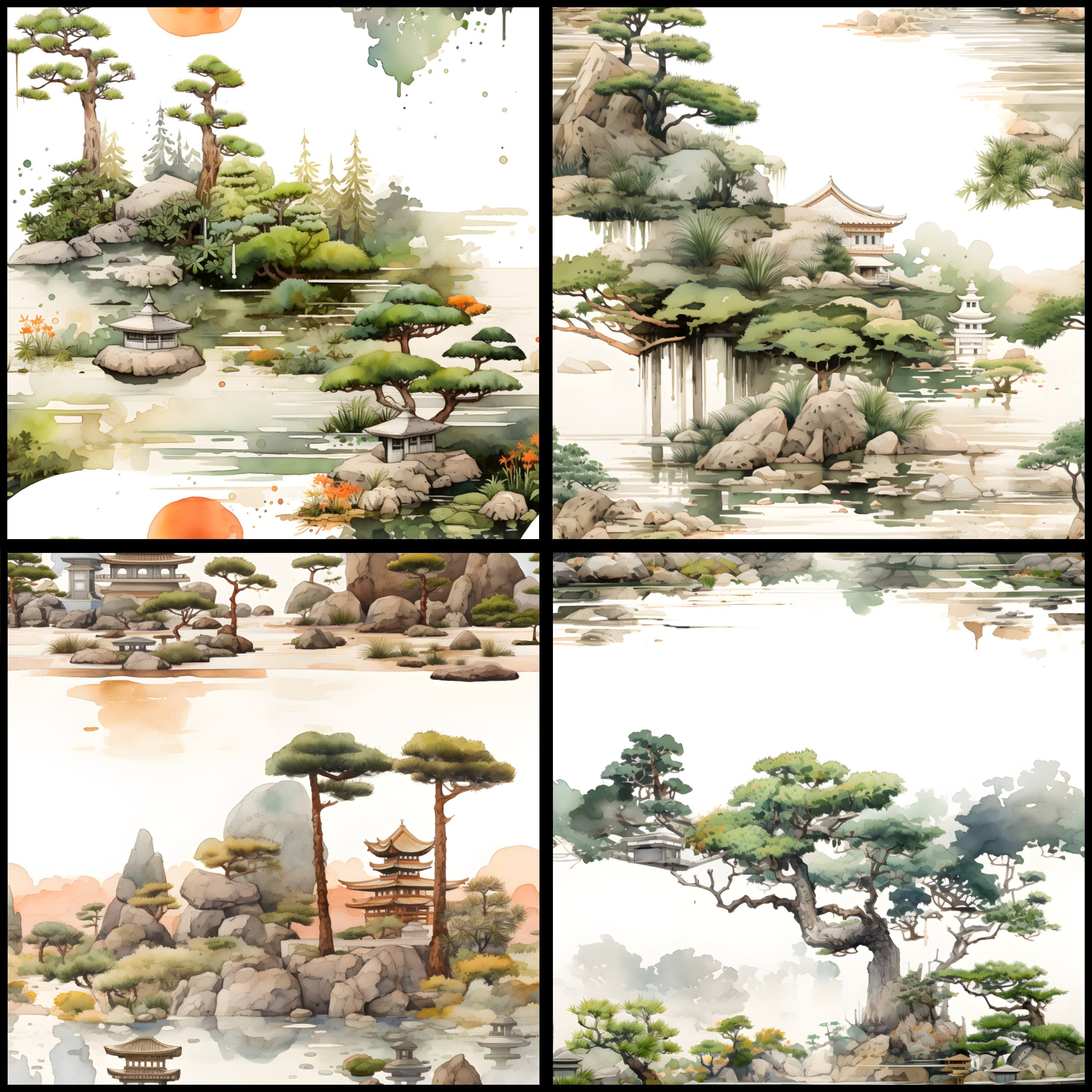 Digital Paper Zen Garden Pattern Instant Download Seamless Digital Zen ...