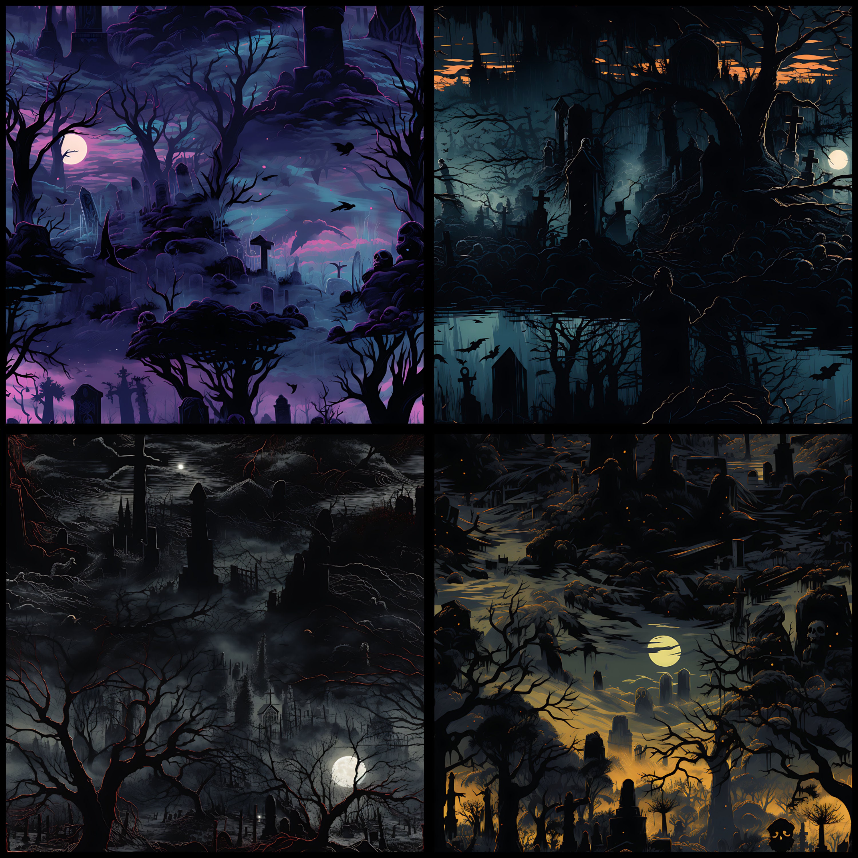 Halloween Digital Paper Cemetery Pattern Instant Download Seamless ...