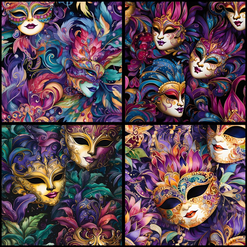 Digital Paper Venetian Mask Pattern Instant Download Seamless ...