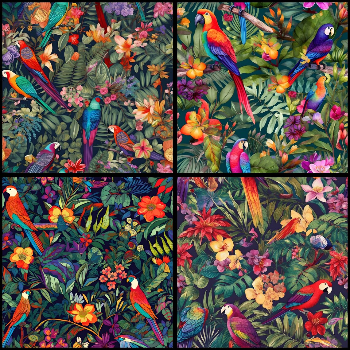 Digital Paper Tropical Bird Pattern Instant Download Seamless Digital ...