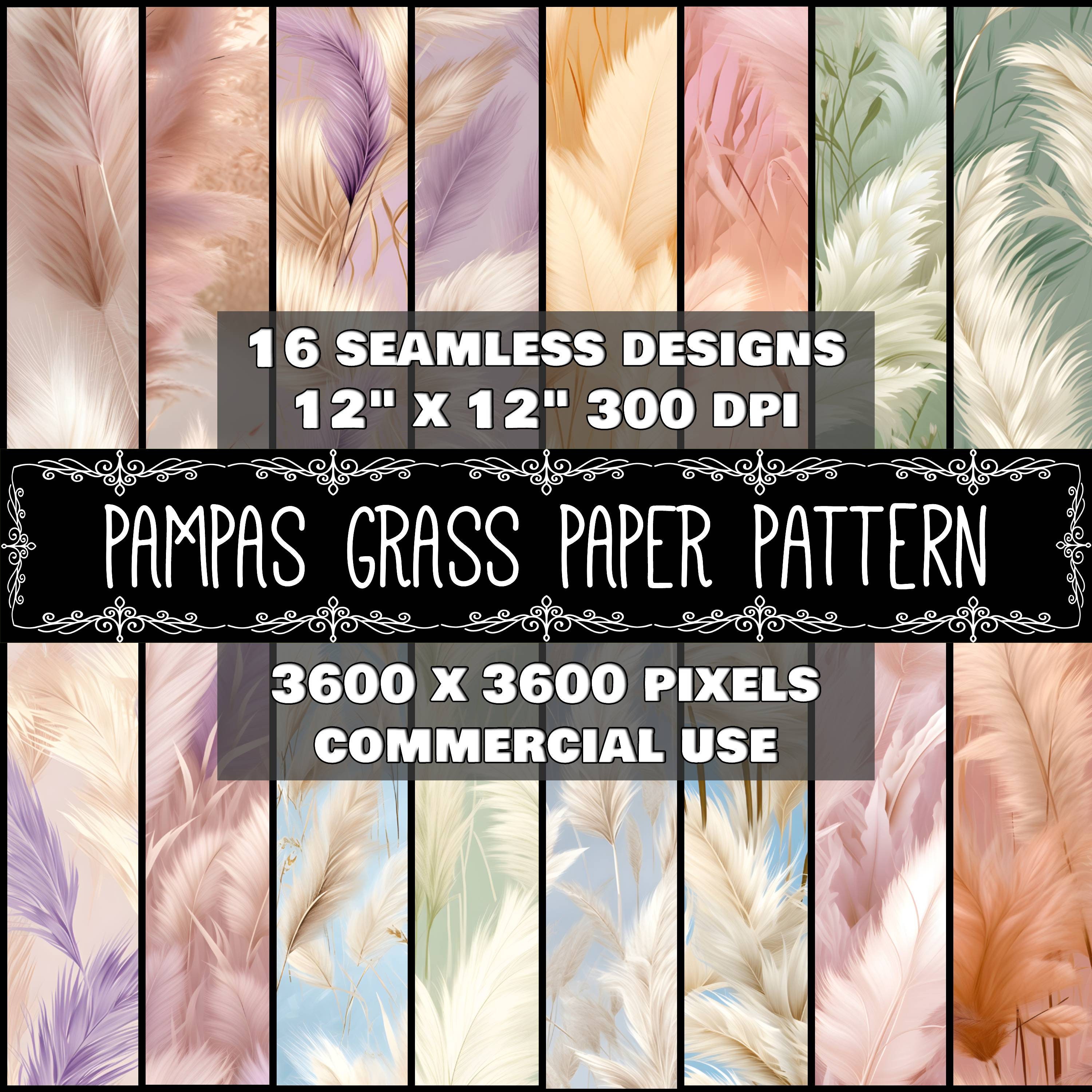 Digital Paper Pampas Grass Pattern Instant Download Seamless Digital ...