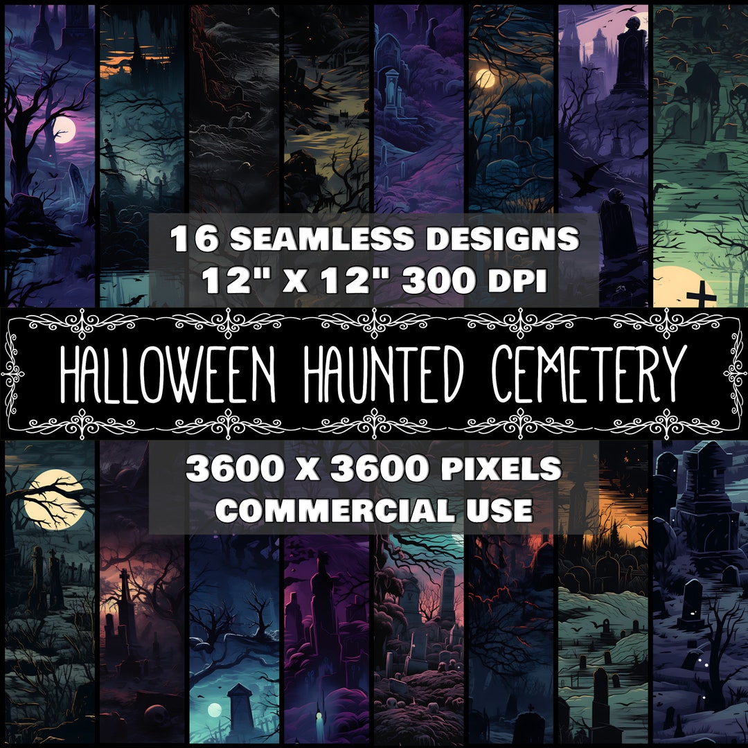 Halloween Digital Paper Cemetery Pattern Instant Download Seamless ...
