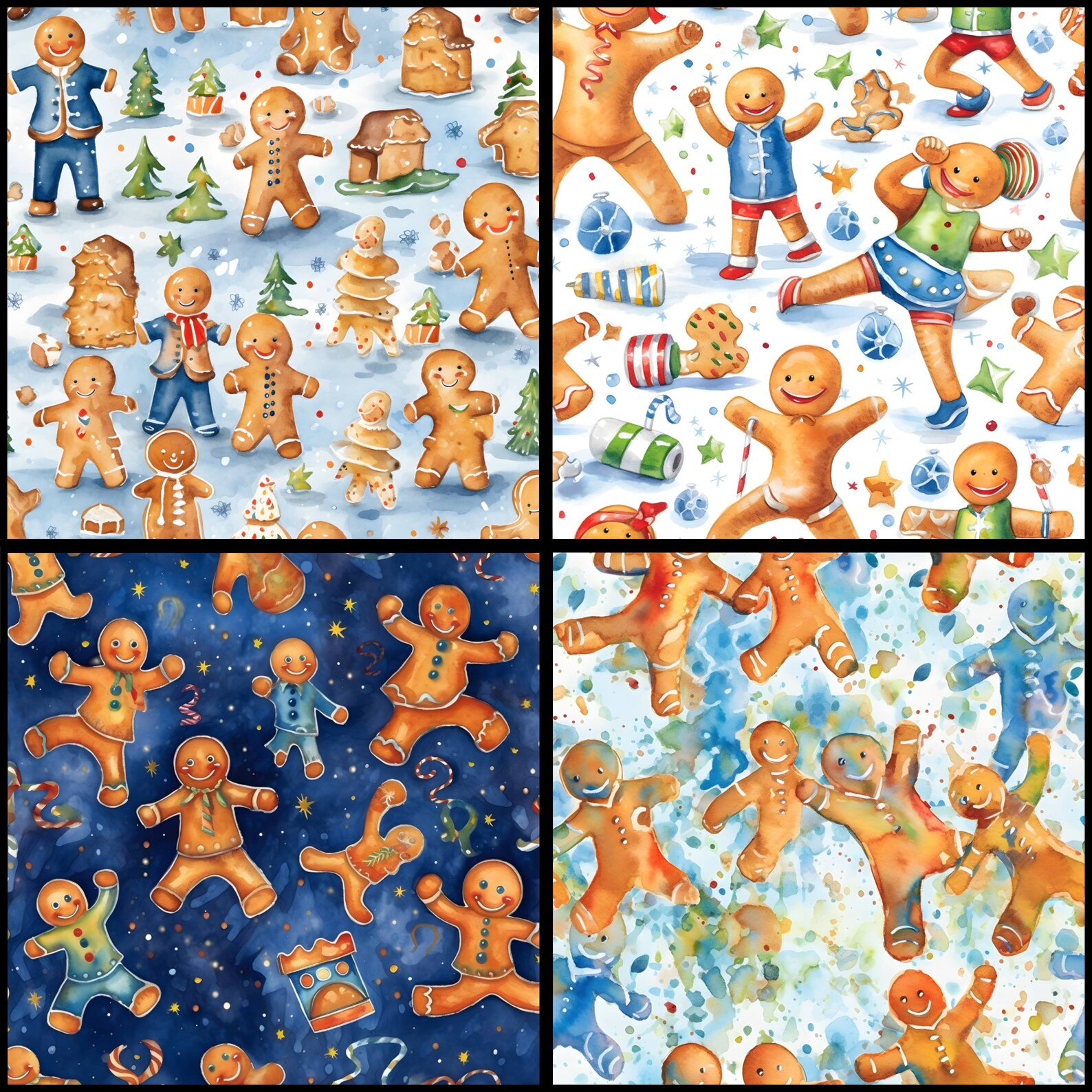 Digital Paper Gingerbread Men Pattern Instant Download Seamless Digital ...