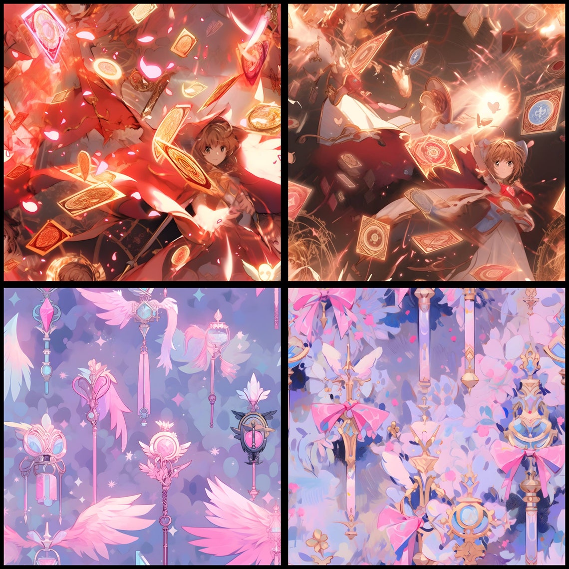 Digital Paper Anime Sakura Pattern Instant Download Seamless Digital ...