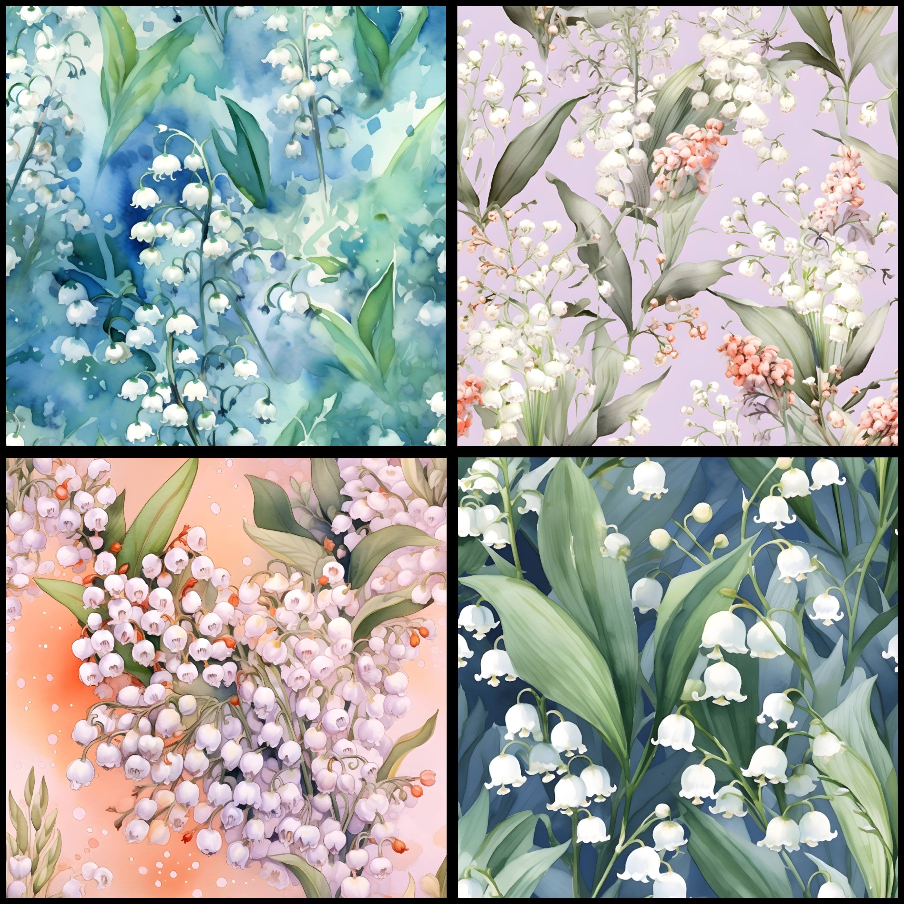 Digital Paper Lily of the Valley Pattern Instant Download Seamless ...