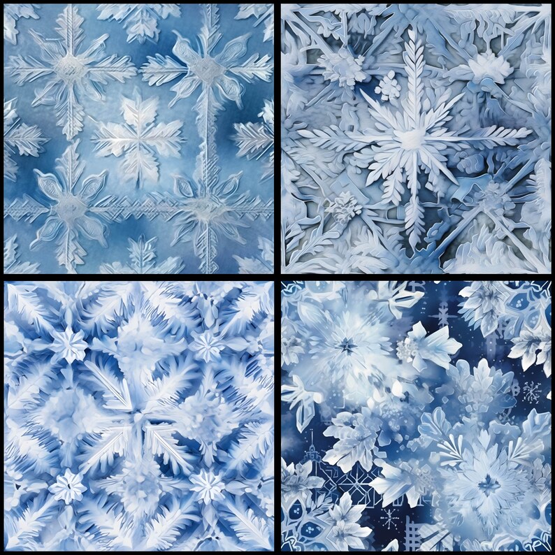 Digital Paper Snowflake Pattern Instant Download Seamless Digital ...