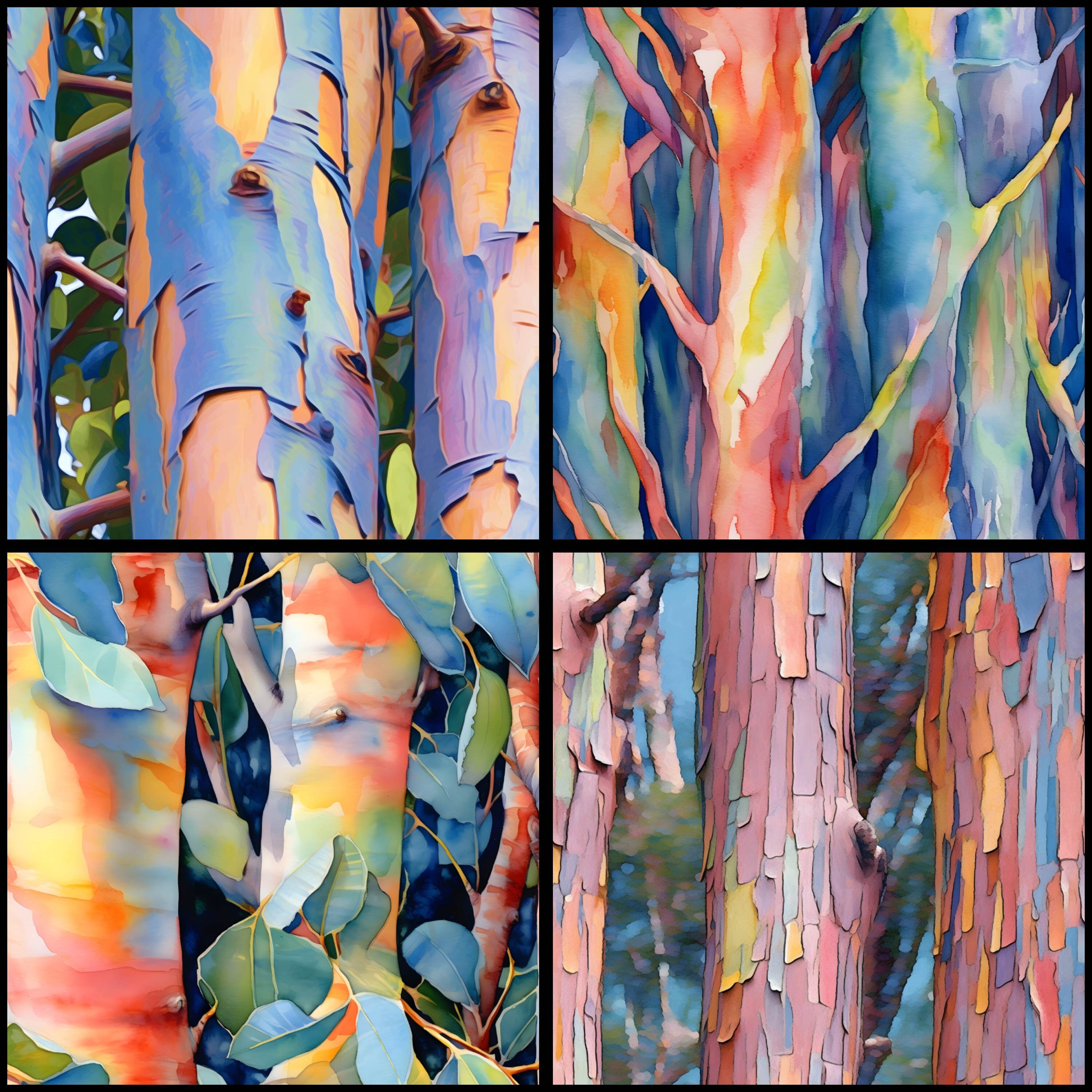 Digital Paper Rainbow Eucalyptus Pattern Instant Download Seamless ...