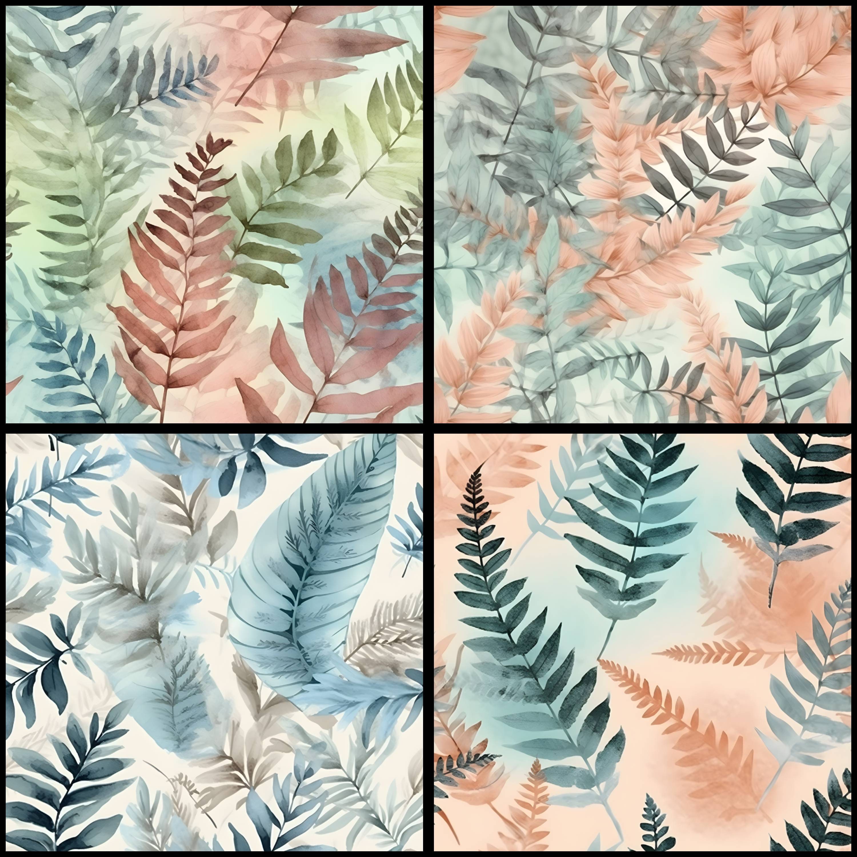 Digital Paper Fern Pattern Instant Download Seamless Digital Watercolor ...