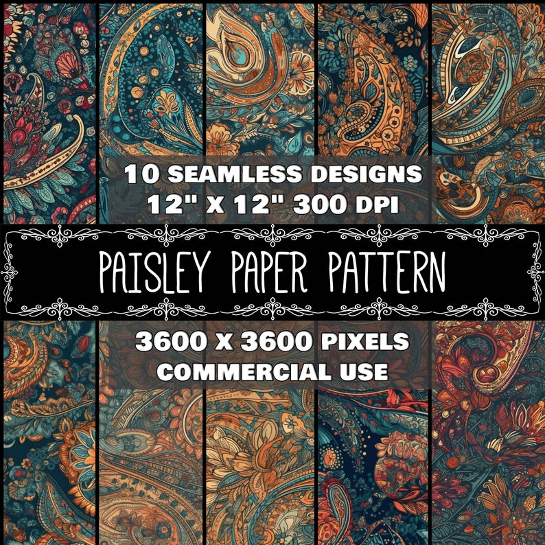 Digital Paper Paisley Pattern Instant Download Seamless Digital Paisley ...