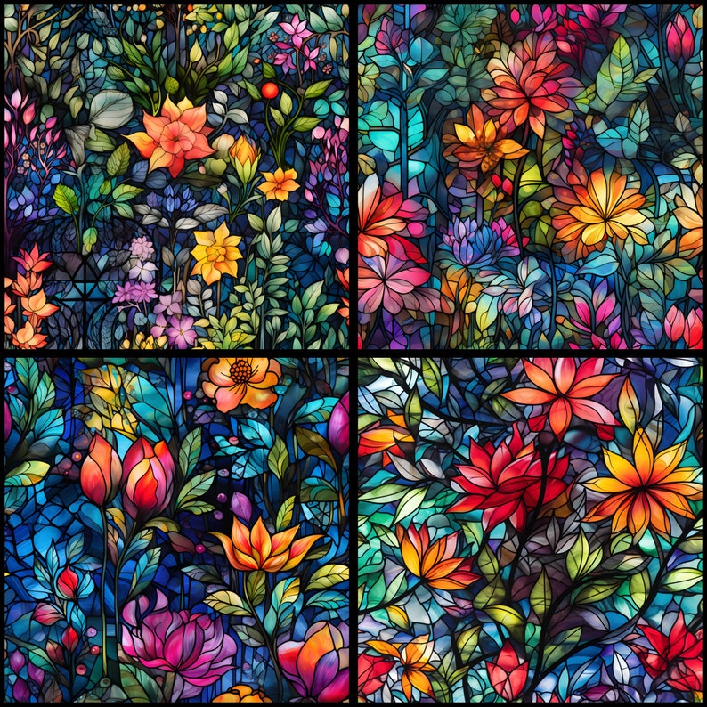 Digital Paper Stained Glass Pattern Instant Download Seamless ...