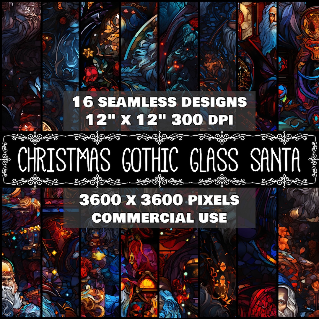 Christmas Digital Paper Gothic Santa Pattern Instant Download Seamless ...