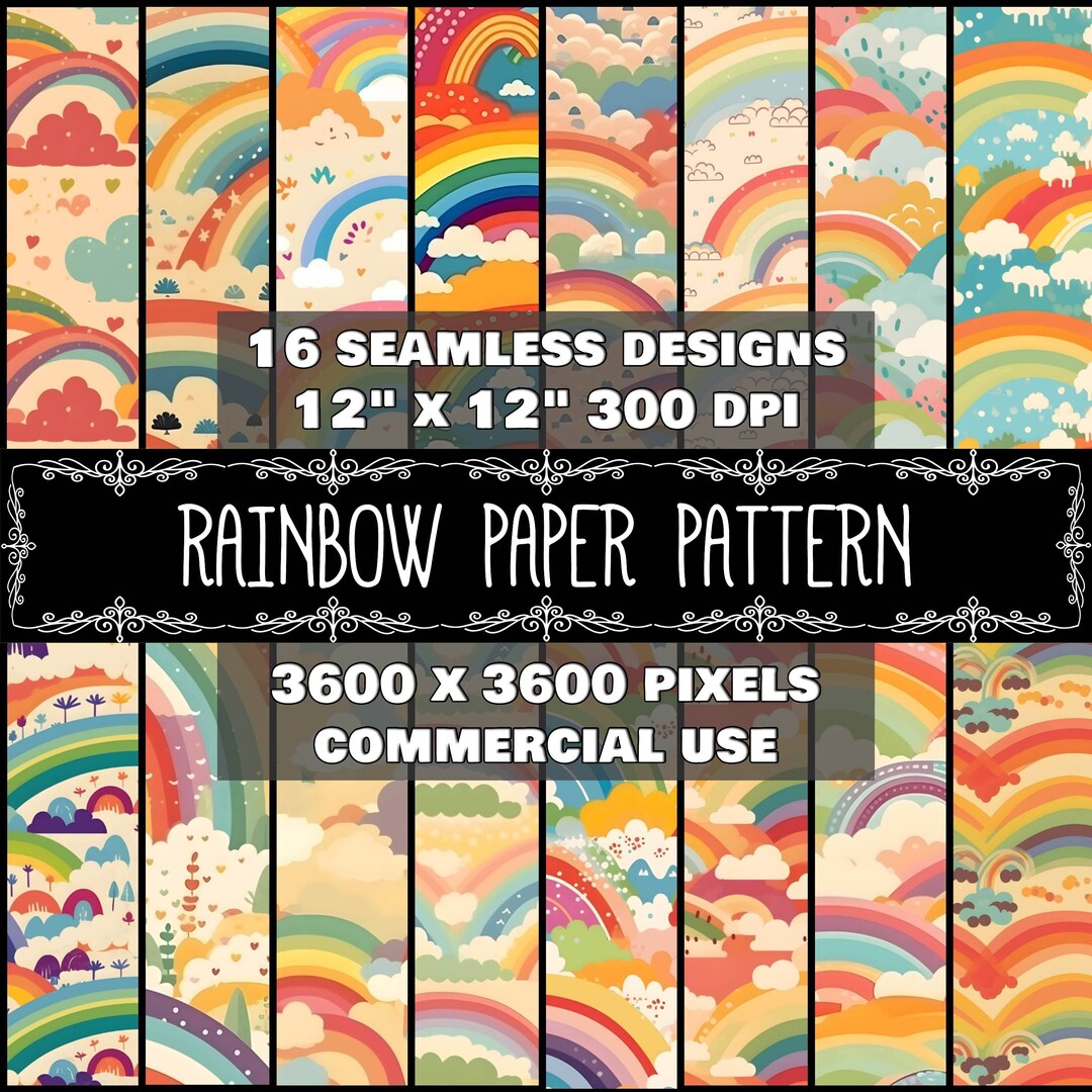 Digital Paper Rainbow Pattern Instant Download Seamless Digital Rainbow ...