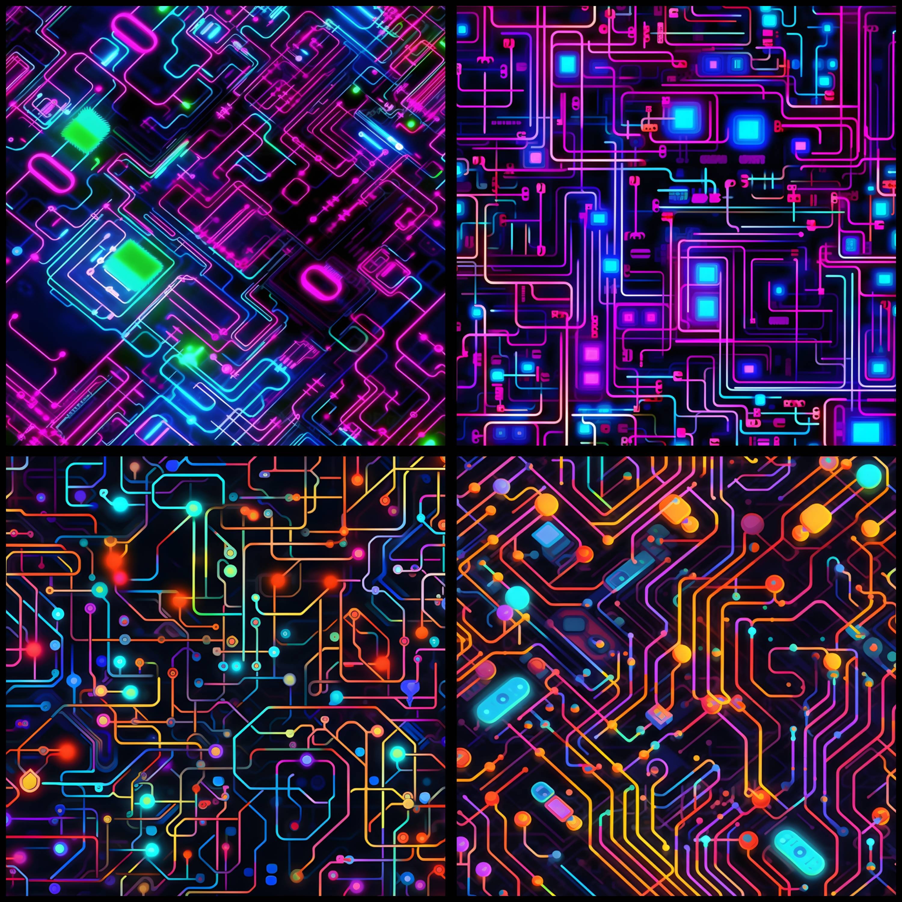 Digital Paper Neon Circuit Board Pattern Instant Download Seamless ...