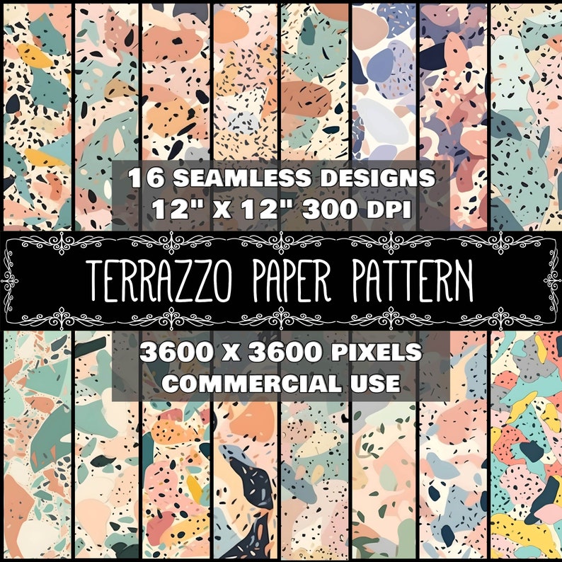Digital Paper Terrazzo Pattern Instant Download Seamless Digital ...
