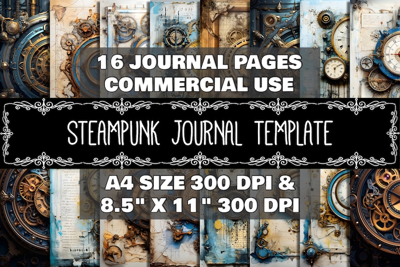 Digital Journal Steampunk Pattern Instant Download Printable Journal ...