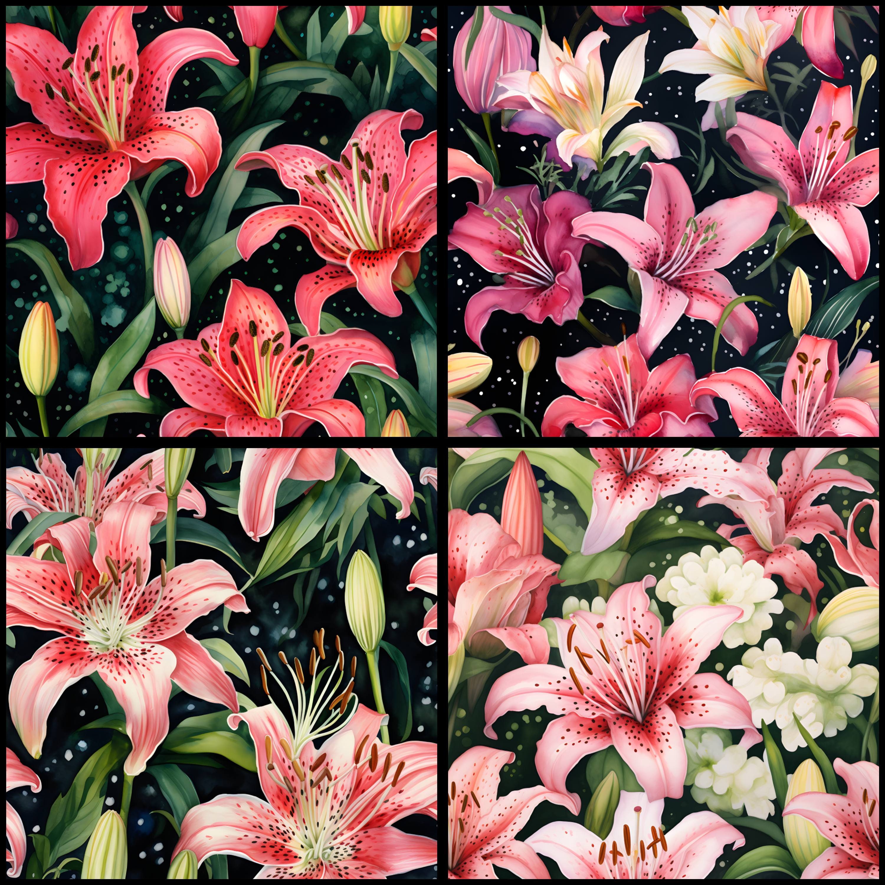 Digital Paper Stargazer Lily Pattern Instant Download Seamless Digital ...