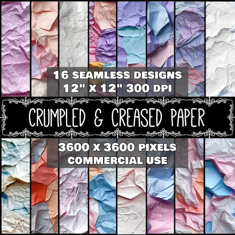 Digital Paper Crumpled Pattern Instant Download Seamless Creased ...