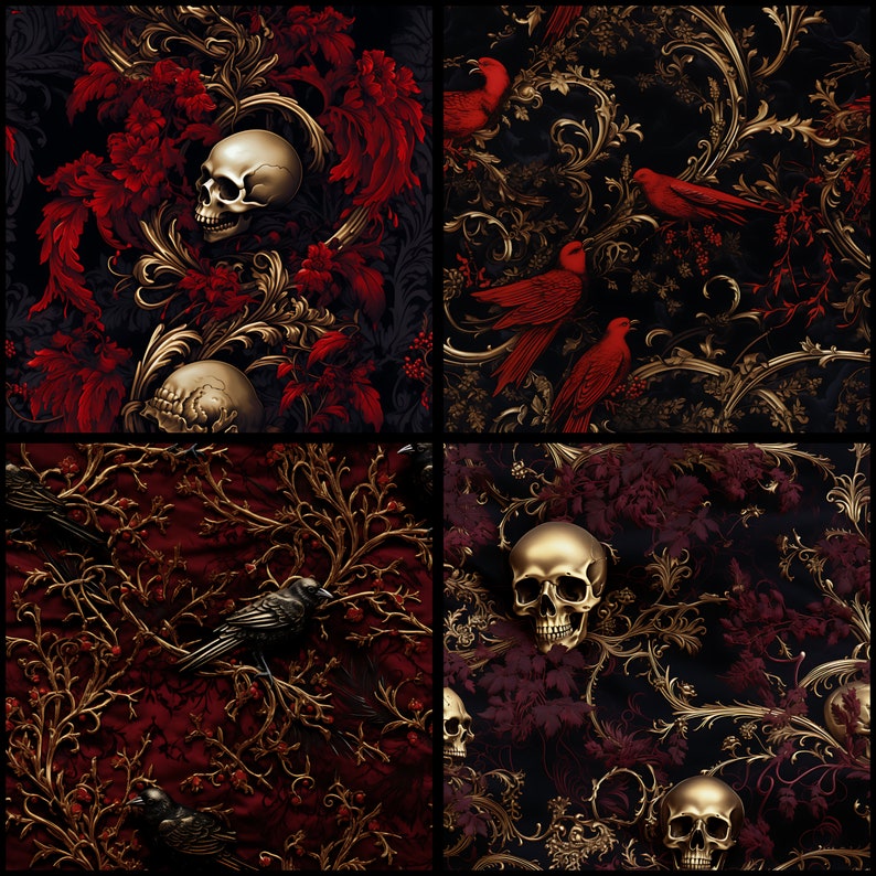 Halloween Digital Paper Brocade Pattern Instant Download Seamless ...